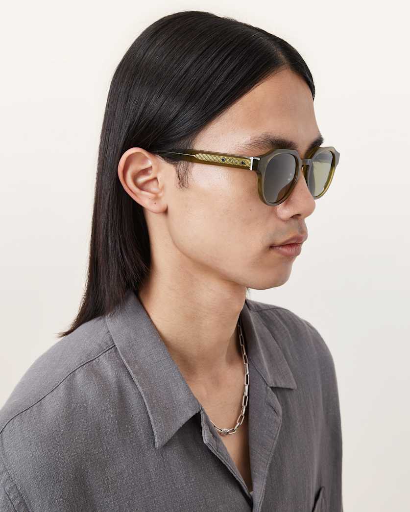 Roman Round Sunglasses CRYSTAL GREEN | ALLSAINTS
